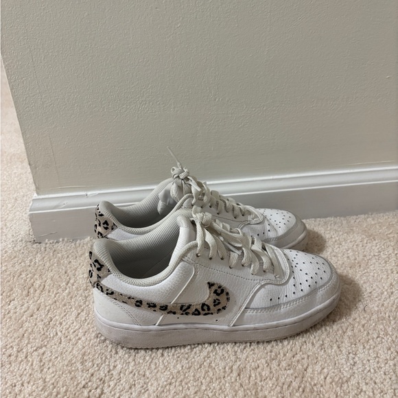 Nike | Shoes | Nike White Sneakers With Leopard Print Accent | Poshmark